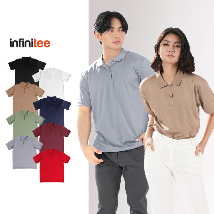 Infinitee Drifit Dri Fit Polo Shirt For Men Women quick dry breathable plain basic casual black ...