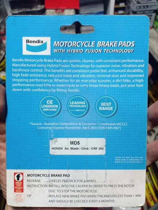 Brakepads for HONDA Air blade, CLICK, CRF250 (BENDIX) MD5 | Lazada PH