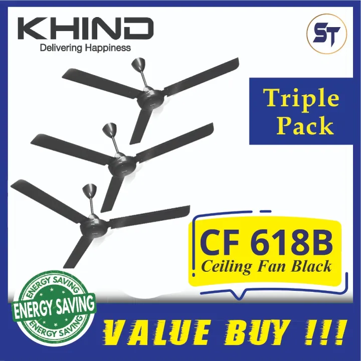 Khind Ceiling Fan 60" x 3 Set (Triple Pack) [ CF618B ] New Arrival | Lazada
