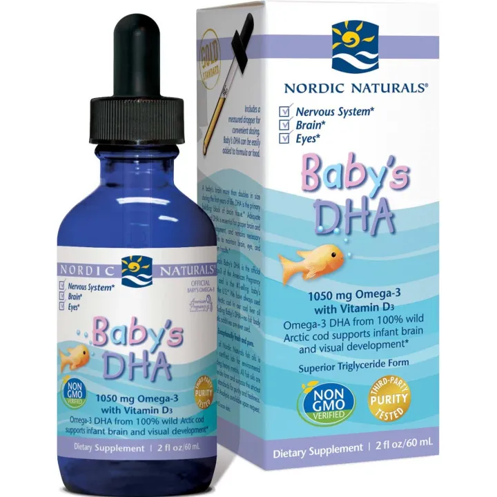 Nordic Naturals Baby DHA 1050mg Omega 3 with Vitamin D3 made from 100% ...
