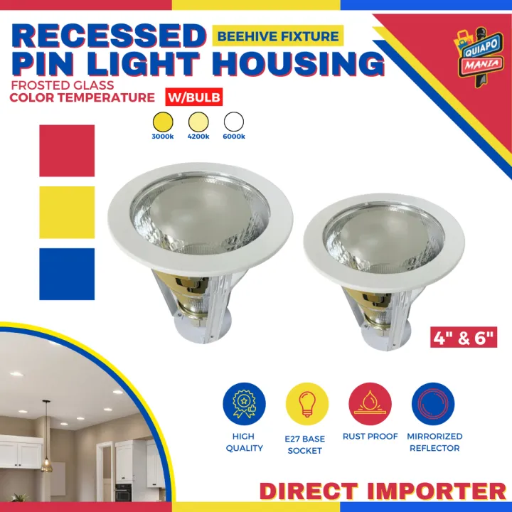 Pinlight Recessed Housing Beehive / LED E27 Fixture / Frosted Glass ...