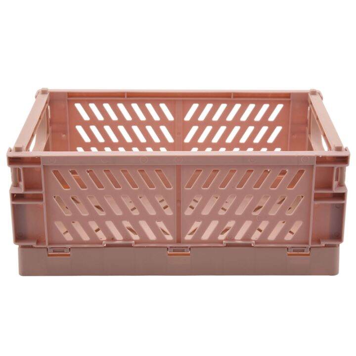 Collapsible Crate Plastic Folding Storage Box Basket Utility Cosmetic ...