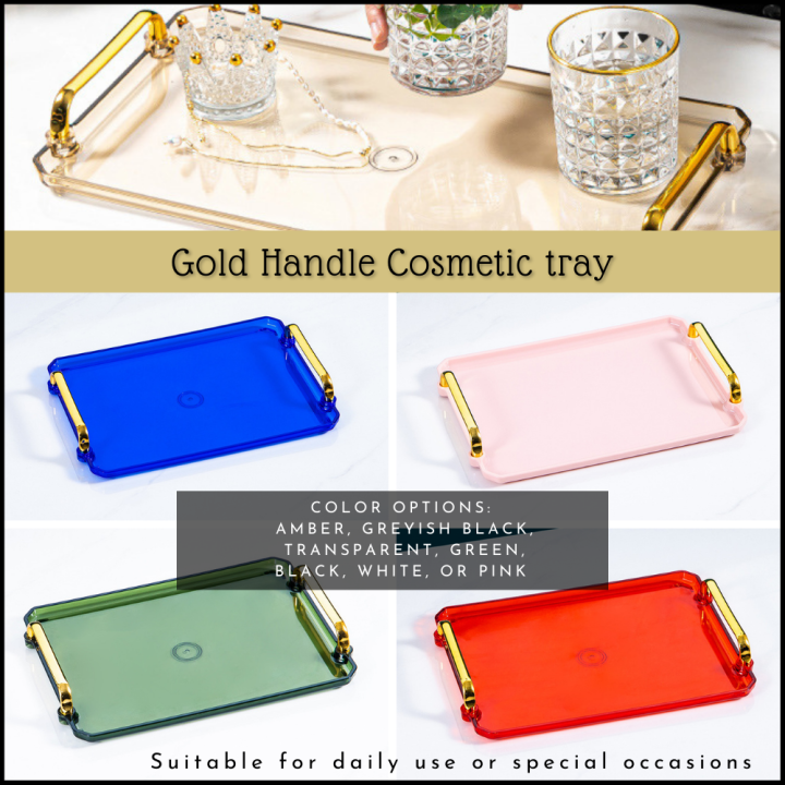 DR} Dulang Plastik Moden Cantik Berkualiti Tea Tray With Gold Handle ...