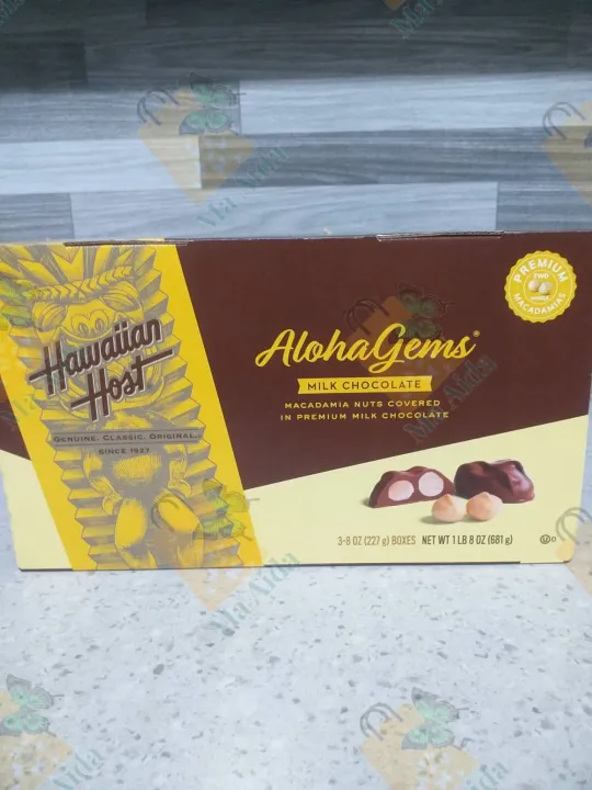 Hawaiian Host Aloha Gems Chocolate Covered Premium Whole Macadamia Nuts ...