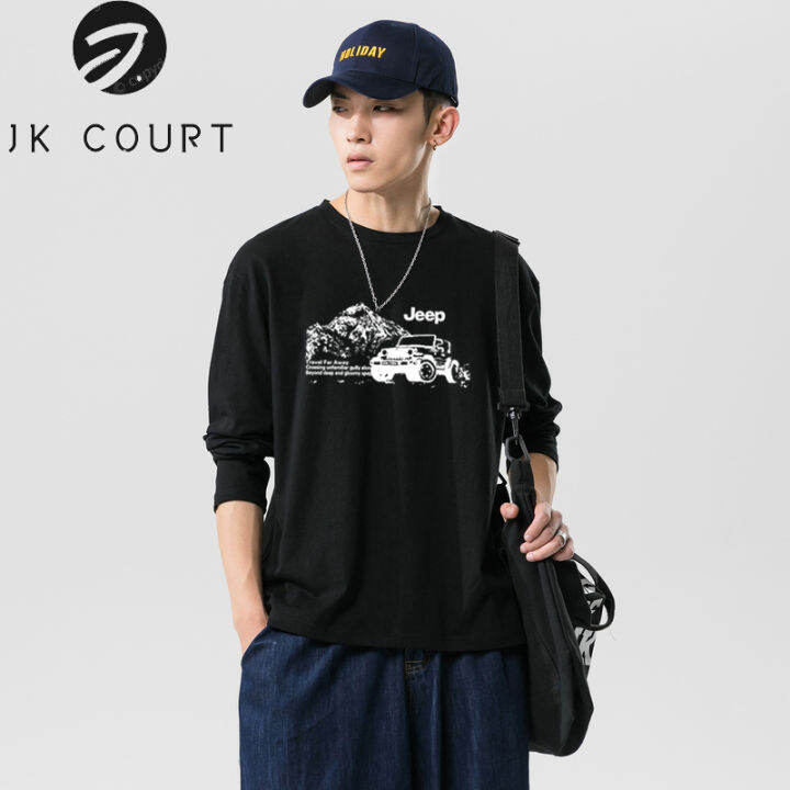 JK Court เสื้อยืดแขนยาวสำหรับผู้ชาย,เสื้อยืดพิมพ์ลายลำลองสำหรับแฟชั่น ...