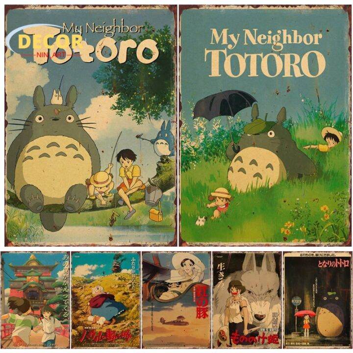 Hayao Miyazaki Inspired Anime Metal Tin Sign Poster, Perfect for Studio ...