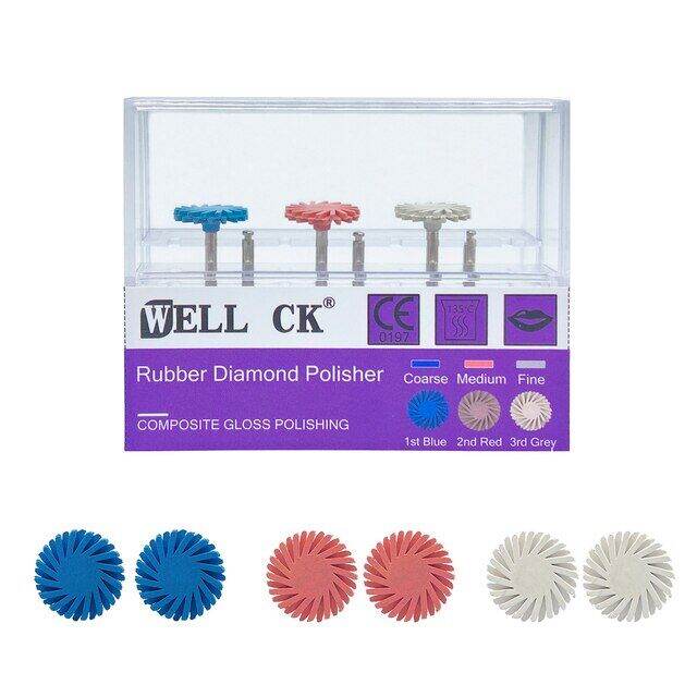 Wellck 6pcs/set Dental Rubber Polisher Composite Ra Kit 14mm Resin ...
