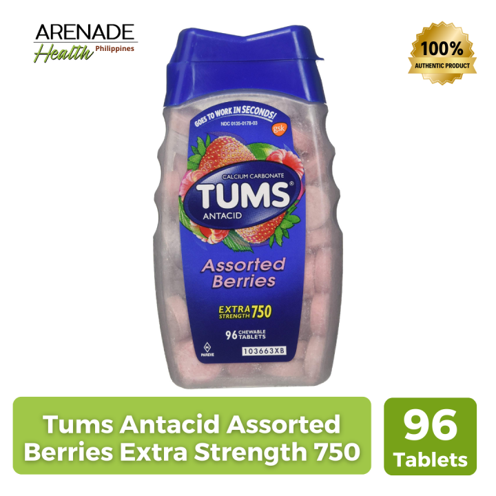 Tums Antacid Assorted Berries Extra Strength 750 (96 Chewable Tablets ...