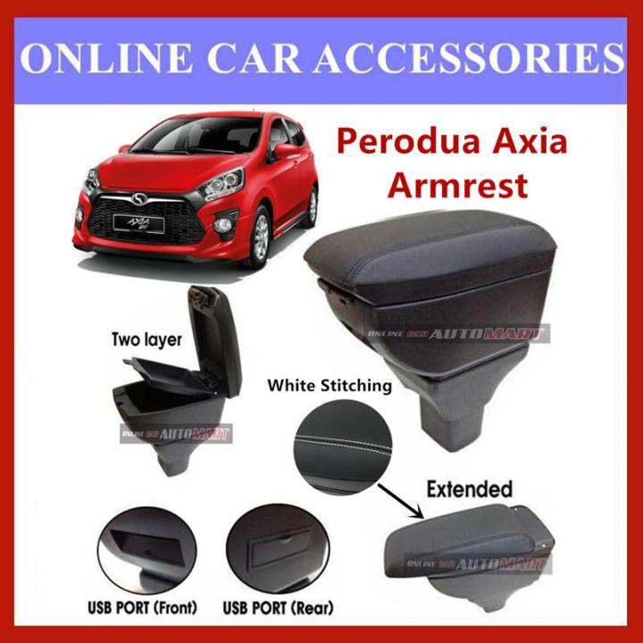 Perodua Axia PVC Adjustable Arm Rest Armrest Center Console Box Black ...