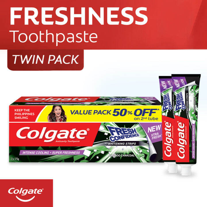 Colgate Fresh Confidence Bamboo Charcoal Toothpaste 140ml Twin Pack ...