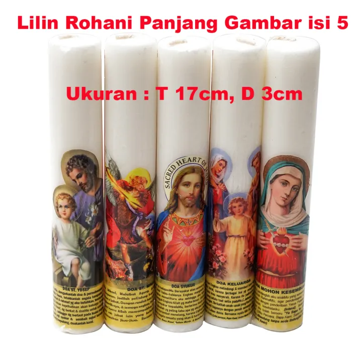 Lilin Doa Misa Altar Gereja Rohani Panjang Gambar isi 5 ( Uk. 17 x 3cm ...