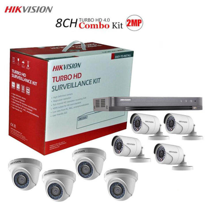 DIY Package 8 Channel 8 Cameras TVI-8CH4D4B-2MP-Eco (2) Megapixels CCTV Camera Hikvision Brand ...