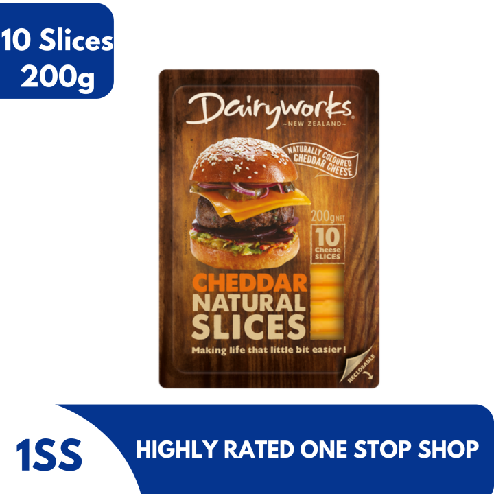Dairy Works Cheddar Natural Slices, 10 Cheese Slices, 200g | Lazada PH