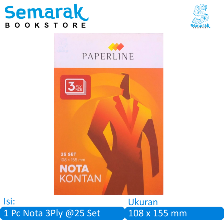 Paperline Nota Kontan Kecil 3 Ply NCR 108x155 mm [1 Buku / 25 Set ...