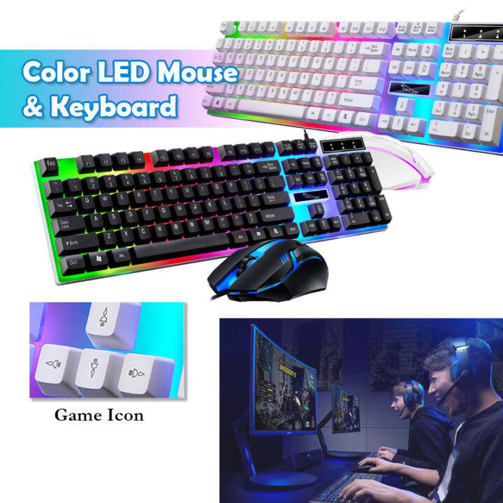 Suspended Keypress Keyboard & Mouse Set Rainbow Hanging Backlight ...