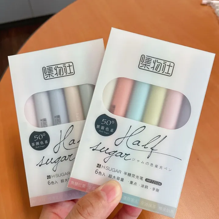 6 Pen/Set Half-sugar Highlighter Large-capacity Pastel Color Marker ...