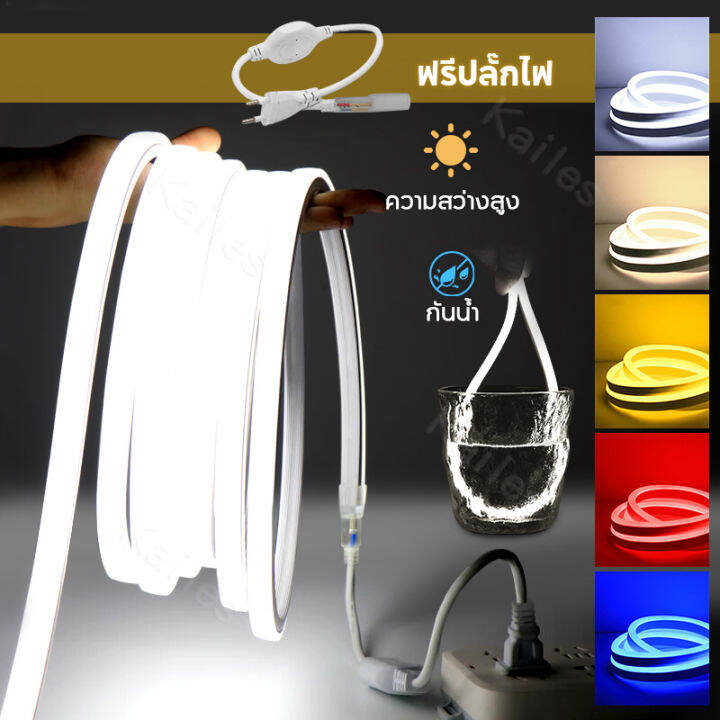 Kailes ไฟแถบนีออน neon flex LED ดัดงอได้ ยาว3/5/10ม สีสวยกันน้ำแรงดัน ...