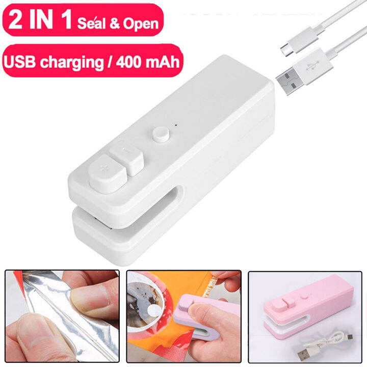 2 in 1 Mini Vacuum Sealer Handheld USB Rechargeable Portable Food Snack ...
