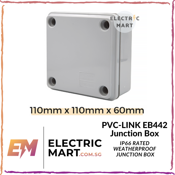 PVC-LINK EB442 PVC Junction Box Weatherproof IP66, 110mm x 110mm x 60mm ...