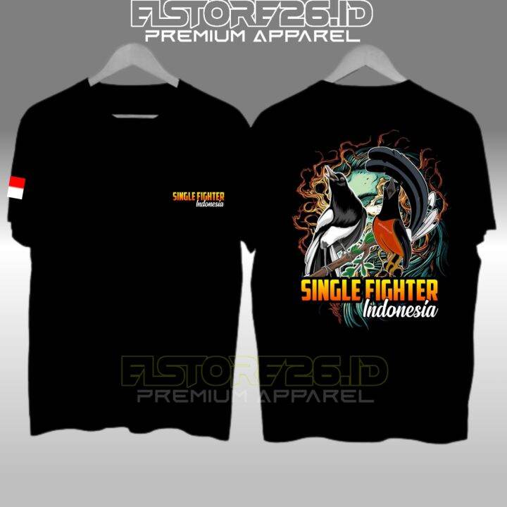 Tshirt Premium Kaos Distro SINGLE FIGHTER kicau mania, Bisa pakai nama atau gambar sendiri, kaos ...