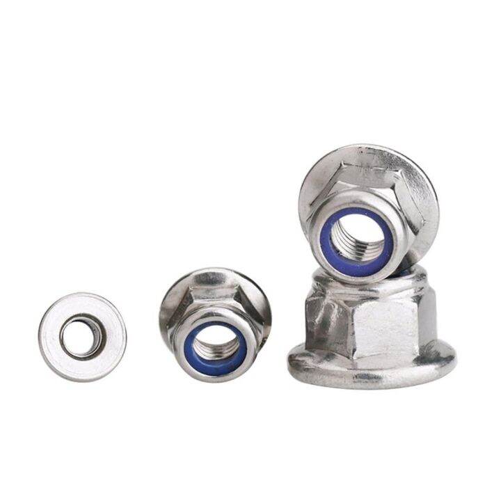 Hex Flange Nylon Lock Nut M3 M4 M5 M6 M8 M10 M12 304 Stainless Steel DIN6923 Hexagon Flange Self ...