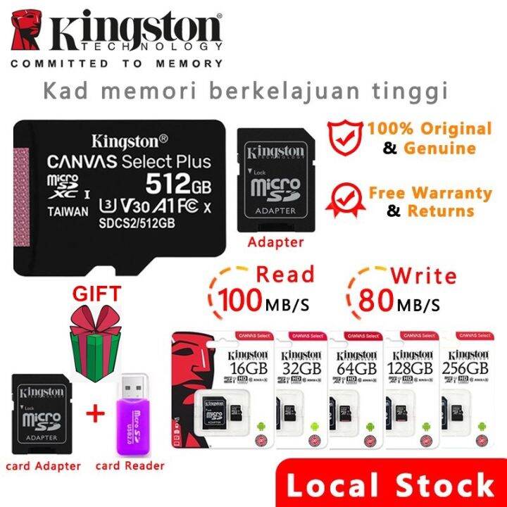 【คลังสินค้าท้องถิ่น】 Kingston การ์ด SD การ์ด Micro Sd การ์ดหน่วยความจำ Class 10 80เมกะไบต์ ...