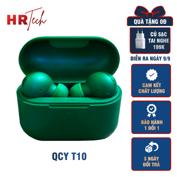 Tai Nghe True Wireless In-ear QCY T10 Dual Drivers Dual Mics HD Với Công Nghệ Sạc Nhanh Kháng ...