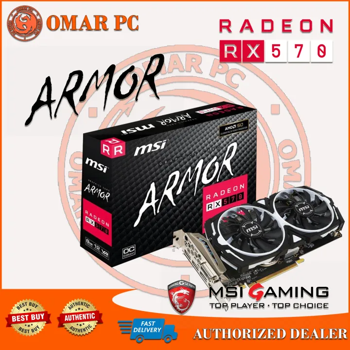 [BRAND NEW] MSI ARMOR RX 570 8GB 256bit DDR5 | Lazada PH