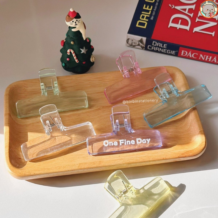 [Bin Bin] Kẹp giấy acrylic trong suốt bản lớn, 6 tông màu, kẹp giấy ...