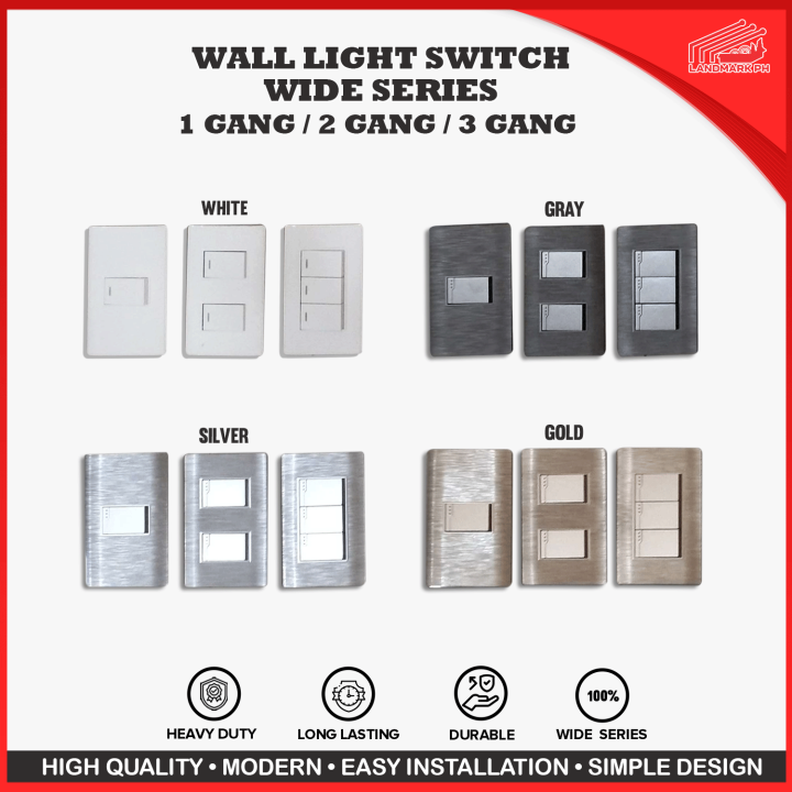 Premium Wall Switches 1,2,3 Gang / Standard / Gray / Silver / Gold ...