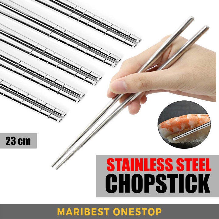 Reusable Chopstick Stainless Steel Metal Chopstick Non Slip Korean ...