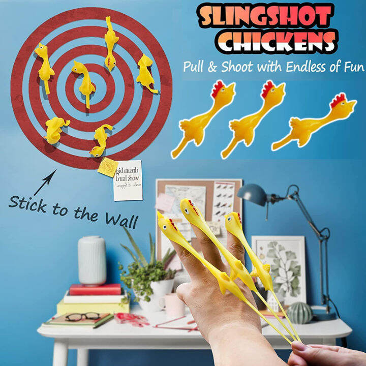 Novelty Catapulted Ejection Chicken Toy Stretchy Flying Turkey Rubber ...