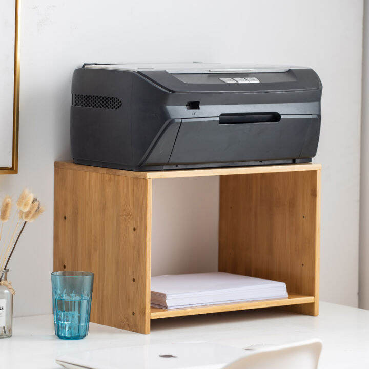 Printer rack desktop finishing storage rack bamboo office desk printer ...
