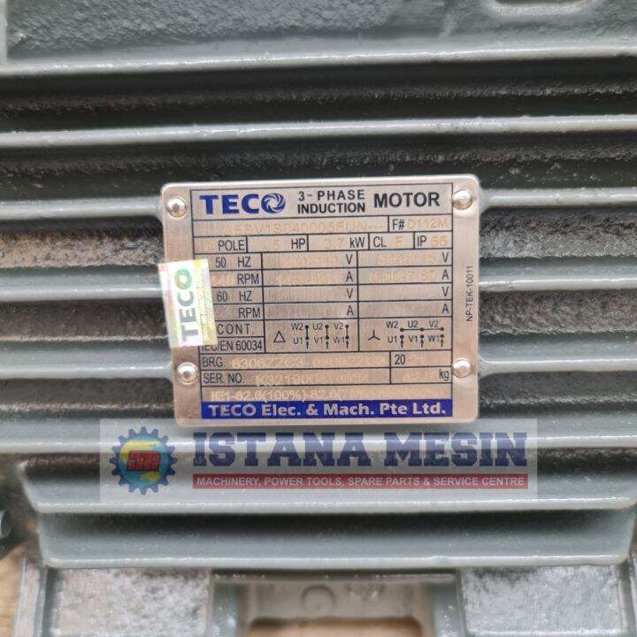 TECO DINAMO ELECTRO MOTOR PENGGERAK 5HP 1450RPM 3.7kW 3PHASE 4POLE | Lazada Indonesia
