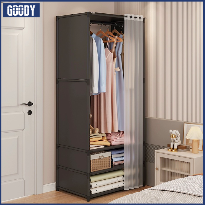 GOODY Clothes storage wardrobe Sliding curtain wardrobe cabinet ...