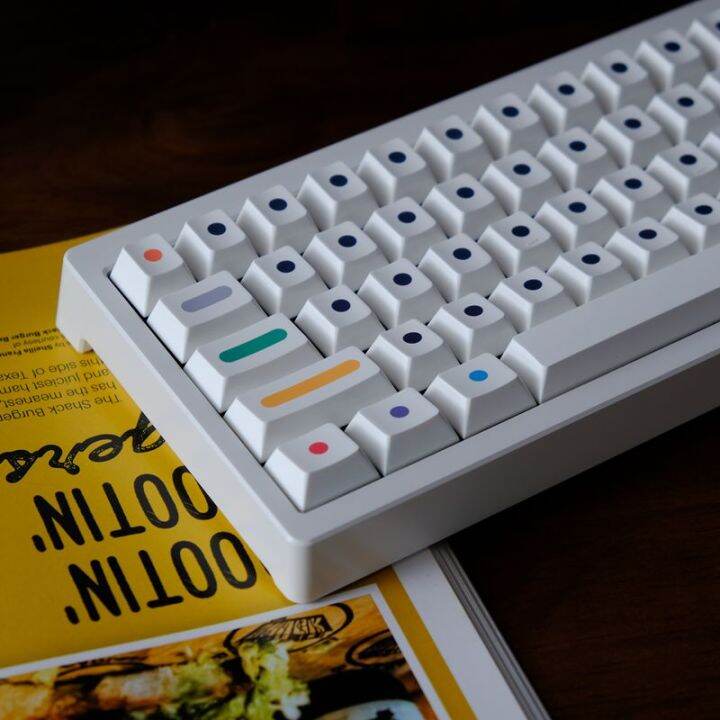 【Keycap Only】Minimalist white Dots Keycap 130 keys Cherry Profile PBT ...