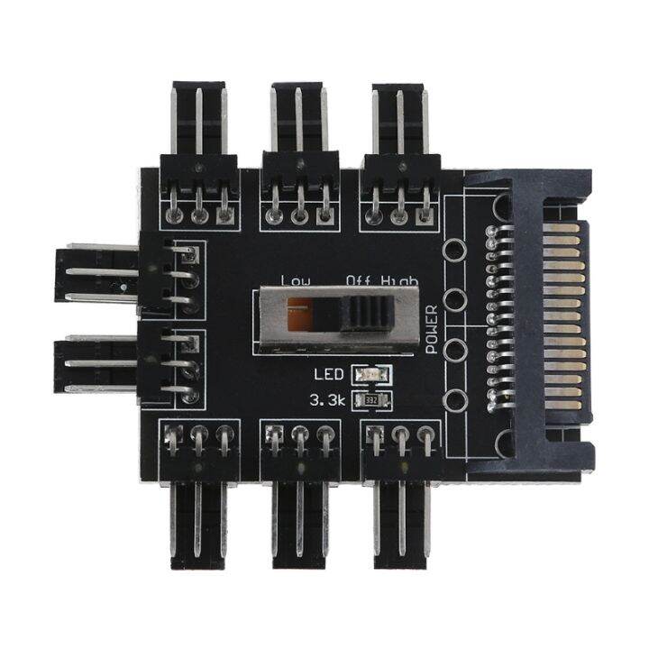 Multi Way Splitter Cooler Cooling Fan Hub PC SATA 1 to 8 3 Pin 12V ...