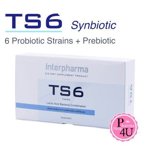 Interpharma TS6 Probiotic อินเตอร์ฟาร์มา ทีเอสหก โปรไบโอติก (ผลิตภัณฑ์เสริมอาหาร) ซินไบโอติก (1 ...