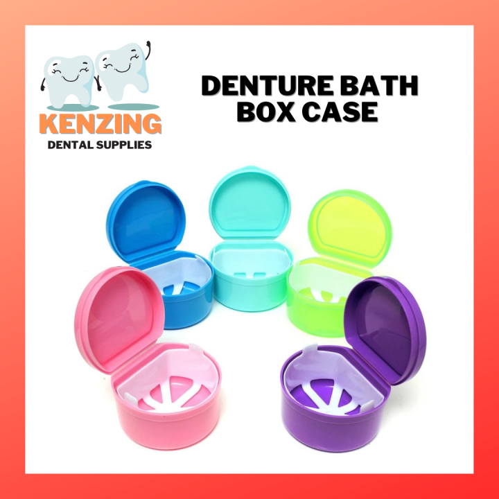 Denture Case - Denture Bath Box Cleaning teeth Case Dental False Teeth ...