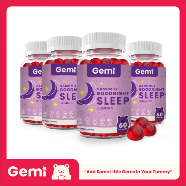 Gemi Goodnight Sleep Gummy 4 Bottles / เจมมี่ กู๊ดไนท์สลีพกัมมี่ 4 ...