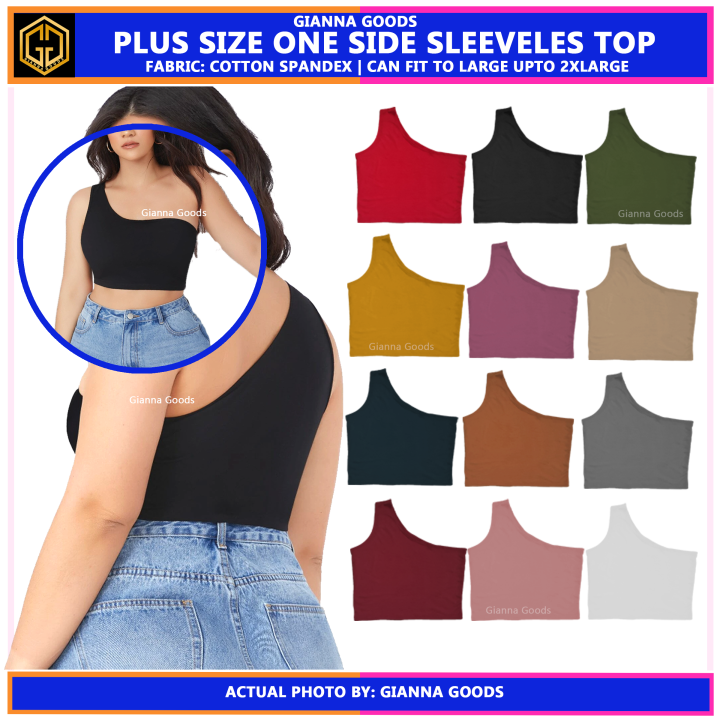 Plus Size One Sided Sleeveless Crop Top | Lazada PH
