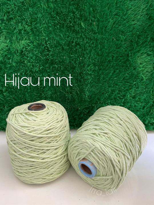 Tali Katun Macrame / Makrame Premium 4 mm 1 Kg Warna Hijau Mint - ZI ...