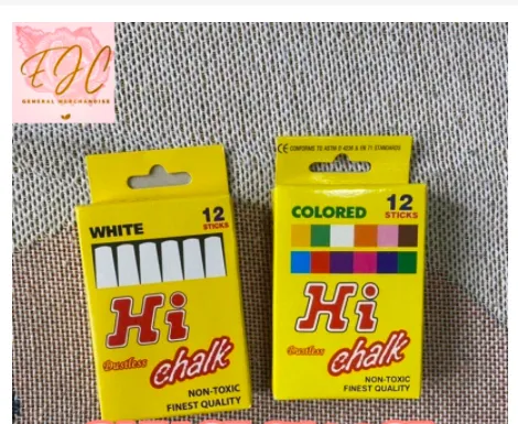 Hi-Chalk White Chalk Assorted Colored Chalk 12pcs per Box Dustless Non ...