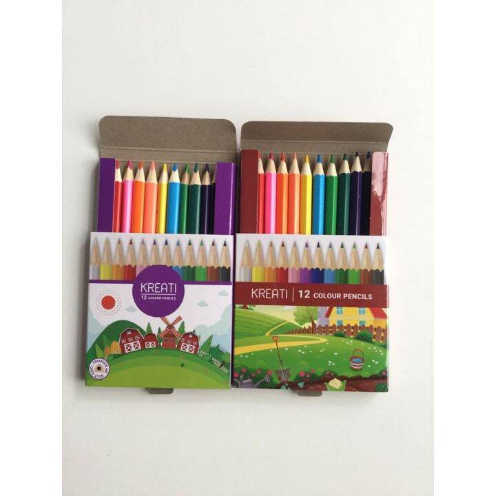 Kreati Colour Pencils Set 12pcs with 24 colors / 12 colours School ...