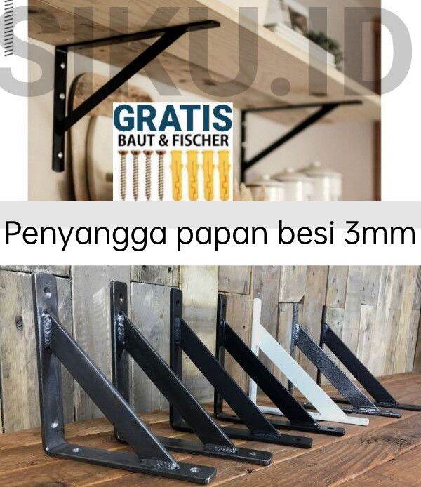 RAK AMBALAN BESI SIKU PENYANGGA TEBAL 3 MM / RAK DINDING/KAYU AMBALAN ...