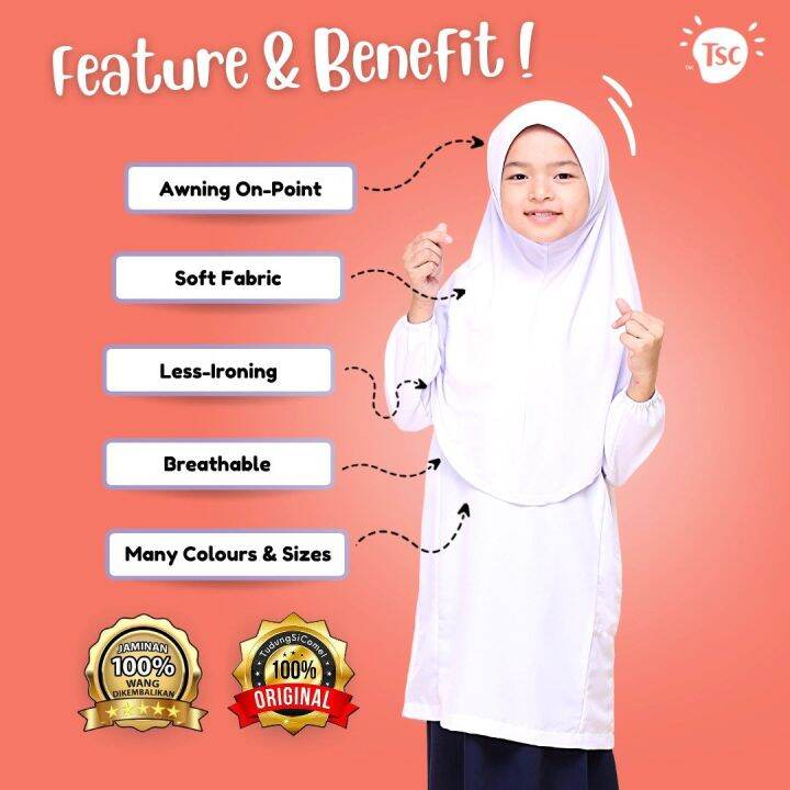 TUDUNG SEKOLAH PUTIH AWNING LEMBUT BY TUDUNG SI COMEL | Lazada