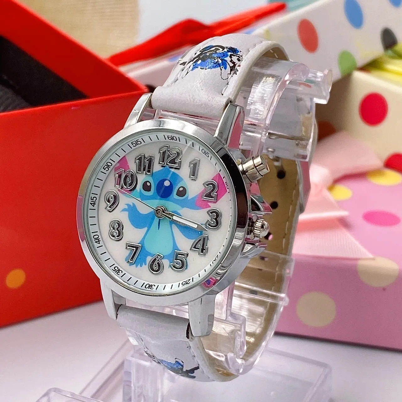 นาฬิกาแฟชั่น นาฬิกาข้อมือลายการ์ตูน ลายสติทช์ มีให้เลือกสามสี มีไฟ ...