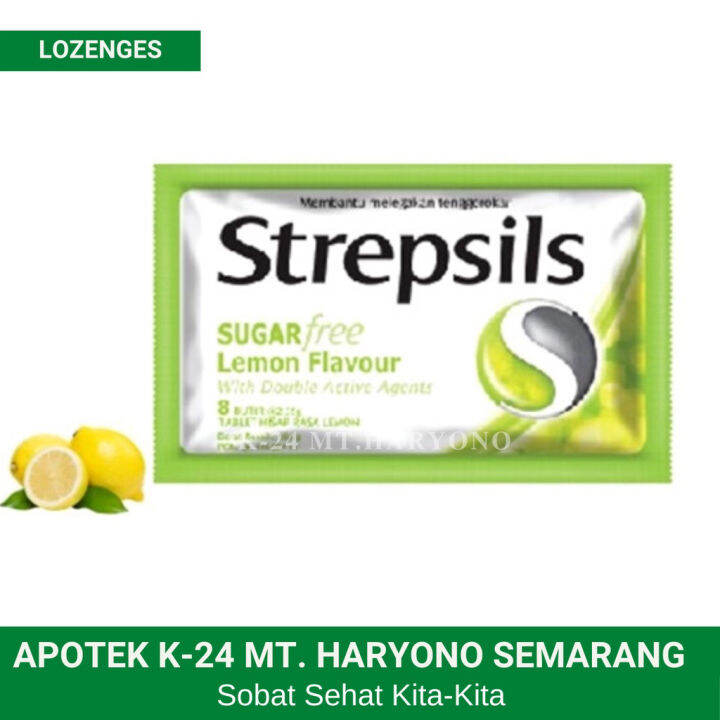 Strepsils Sugar Free Rasa Lemon Isi 8 Butir / Permen Pelega Tenggorokan ...