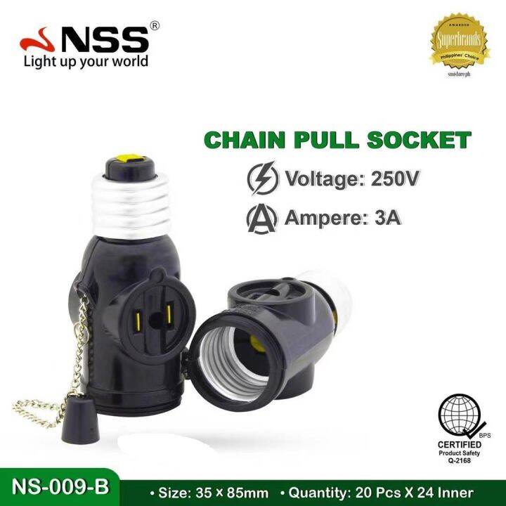 NSS High Quality Chain Pull Socket E27 Bulb Holder3A 250V~ NS-009-B 35x85mm | Lazada PH