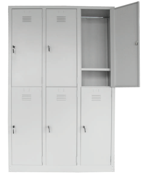 6 Compartments Steel Locker c/w 1 Cloth Hanging Bar and 1 Fixed Shelve ...